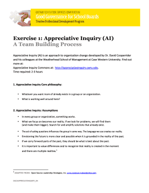 Fillable Online Exercise 1: Appreciative Inquiry (AI) Fax Email Print ...
