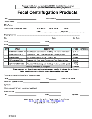 Fillable Online Parasitology Order form - vetlabcom Fax Email Print ...