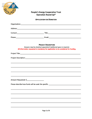 Fillable Online peoplesenergy Peoples Energy Cooperative Trust Operation Round Up Fax Email ...