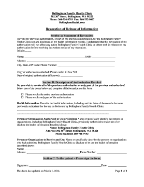 Fillable Online Revocation of Release of Information - Fax Email Print ...