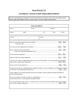 Fillable Online ATTORNEY APPLICATION FOR EMPLOYMENT Fax Email Print ...