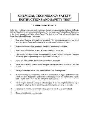 Fillable Online chemtech CHEMICAL TECHNOLOGY SAFETY INSTRUCTIONS AND ...