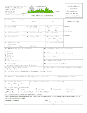 Fillable Online lebanonconsulategdetroit Lebanese Visa Application Form ...