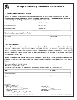 Fillable Online Change of Ownership - Transfer of Electric Service ...