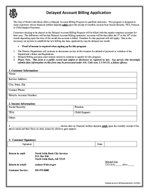 Fillable Online Delayed Account Billing Application - North Little Rock ...