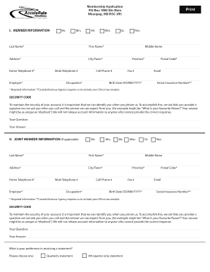 Fillable Online Membership Application PO Box 1860 Stn Main Winnipeg, MB R3C 3R1 I Fax Email ...