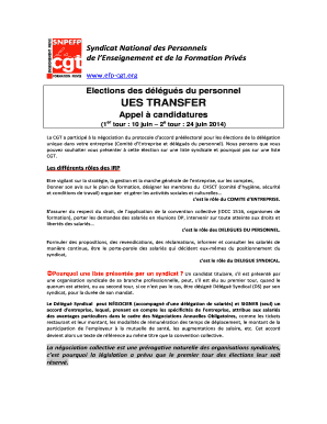 Fillable Online efp-cgt Elections des dlgus du personnel UES TRANSFER - efp-cgt Fax Email Print ...