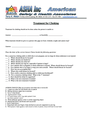 Fillable Online Treatment for Choking Quiz - bashasafetybbcomb Fax ...