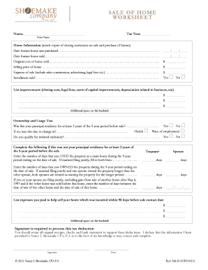 Fillable Online Sale of Home. Sale of Home Fax Email Print - pdfFiller