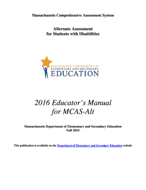 Fillable Online mcas-alt Introduction to the 2016 Educator's Manual for ...
