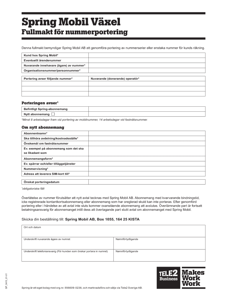 Tele2 Fullmakt - Fill Online, Printable, Fillable, Blank | pdfFiller