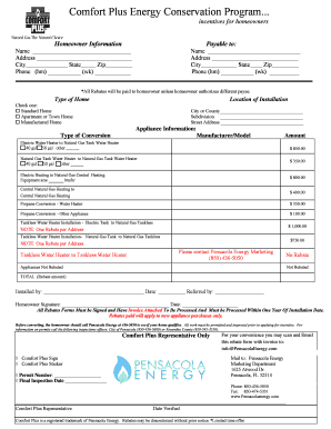 Fillable Online Comfort Plus Energy Conservation Program - Pensacola ...