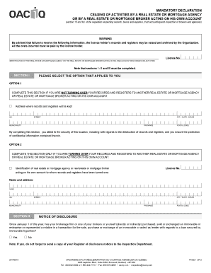 Fillable Online Mandatory declaration ceasing of activities by a real ...
