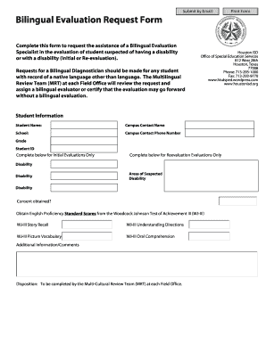 Fillable Online Bilingual Evaluation Request Form Fax Email Print ...