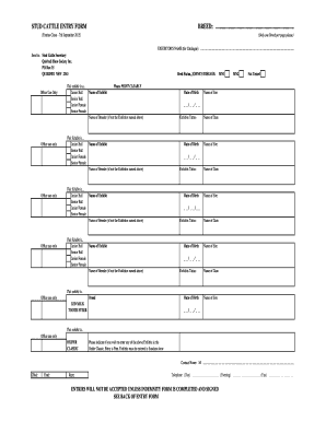 Fillable Online STUD CATTLE ENTRY FORM Fax Email Print - pdfFiller