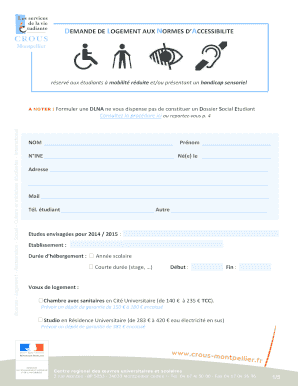 Remplissable En Ligne crous-montpellier Demande de logement aux normes d'accessibilite - Crous ...