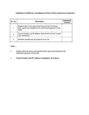 Fillable Online Validation Checklist for Cancellation of Point to Point ...