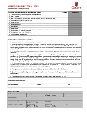 Fillable Online housing queensu APPLIANCE REQUEST FORM - CORE - Queens ...