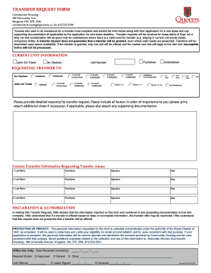 Fillable Online TRANSFER REQUEST FORM - communityhousingqueensuca Fax ...
