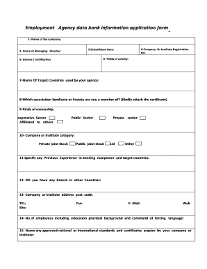 Fillable Online Employment Agency data bank information application ...