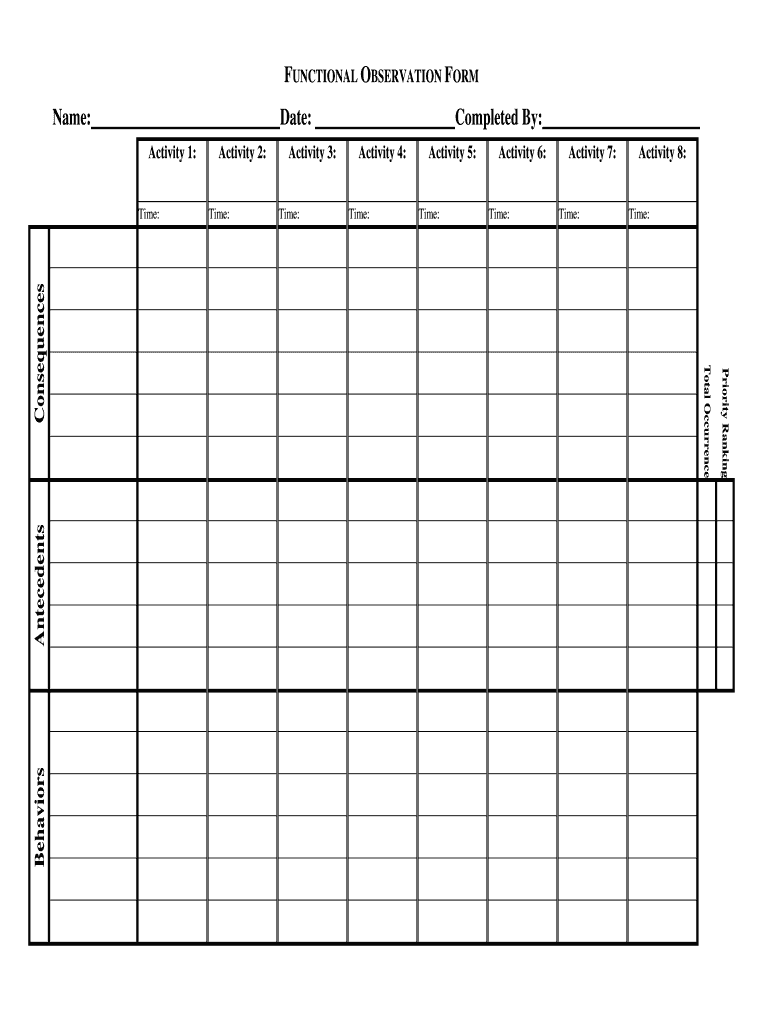 Fillable Online ecbp cla umn Functional Observation Form with Summary ...