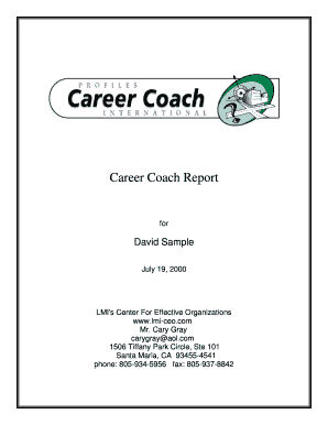Fillable Online Career Coach Report - bLMIb-bCEOb Fax Email Print ...