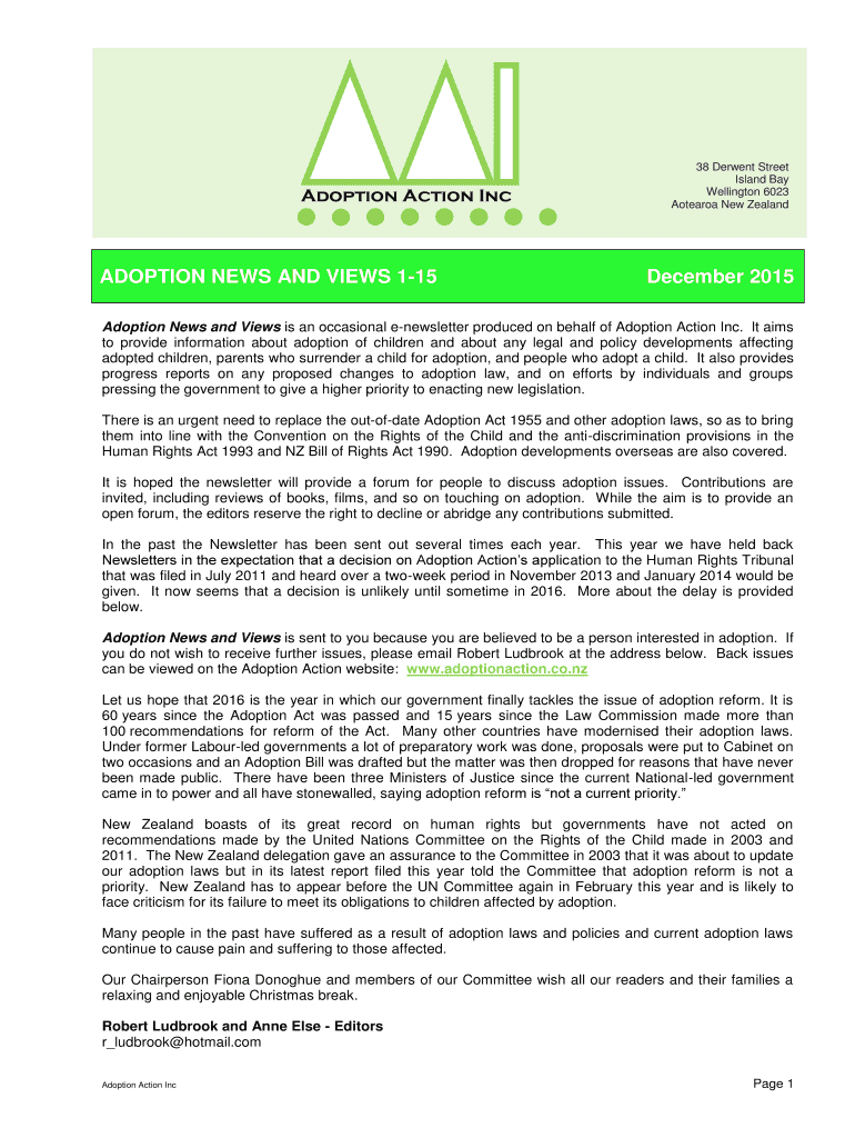 Fillable Online adoptionaction co ADOPTION NEWS AND VIEWS 1-15 December ...