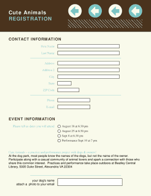 Fillable Online Cute Animals REGISTRATION - Jane Franklin Dance Fax ...