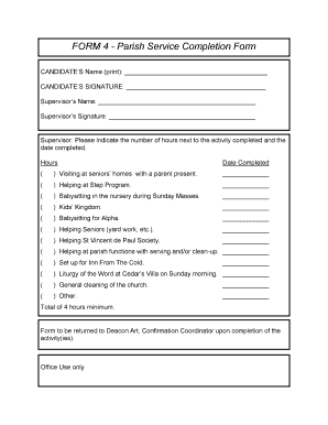Fillable Online FORM 4 - Parish Service Completion Form Fax Email Print ...