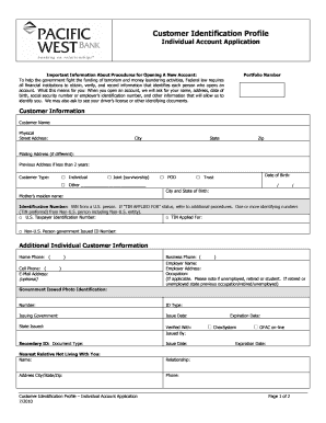 Fillable Online Customer Identification Profile Fax Email Print - pdfFiller