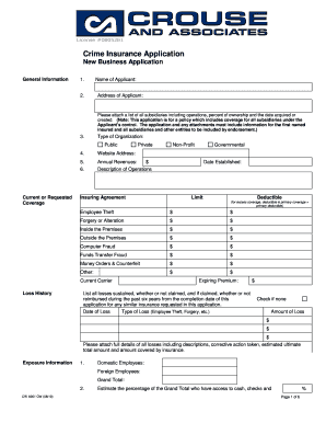 Fillable Online Management Liability Crime Main Application - CRI A001 ...