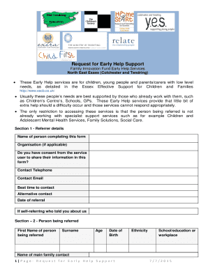 Fillable Online EarlyHelp service referral form - The Ministry of ...