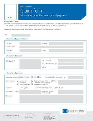 Fillable Online eulerhermes Euler Hermes Danmark Claim form Fax Email ...