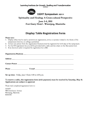 Fillable Online lightwinnipeg Display Table Registration Form ...