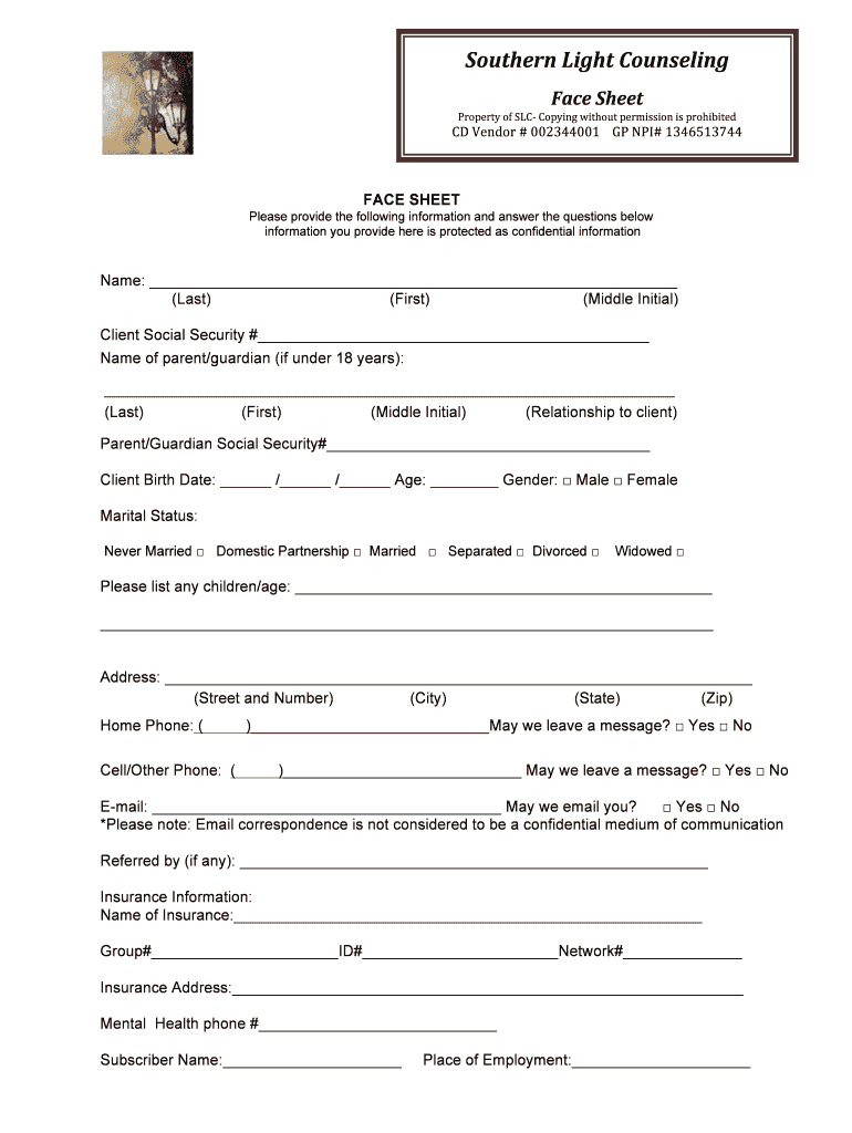 Fillable Online Face Sheetdocx Fax Email Print - pdfFiller