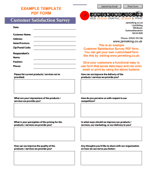 Fillable Online Customer Satisfaction Survey - Jamie King Media Fax ...