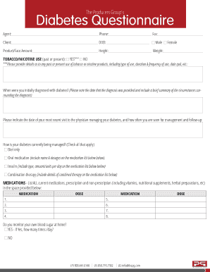 Fillable Online The Producers Groups Diabetes Questionnaire Fax Email ...