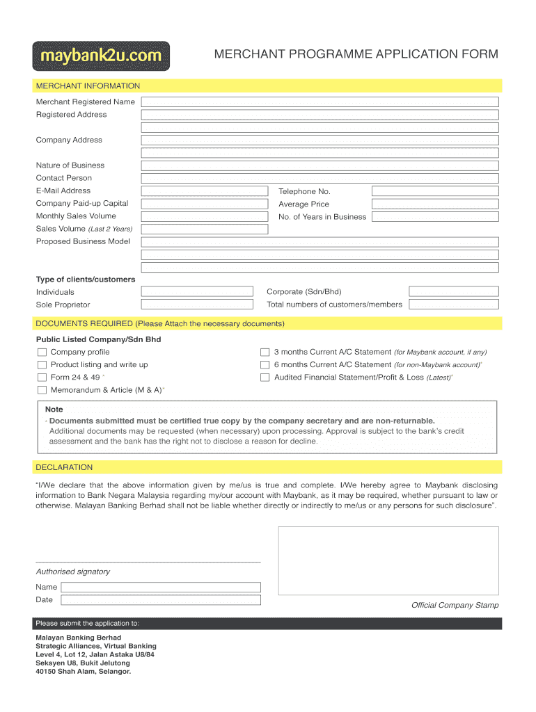 Fillable Online MERCHANT PROGRAMME APPLICATION FORM Fax Email Print ...