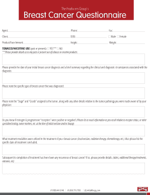Fillable Online Breast Cancer Questionnaire - The Producers Group Fax ...