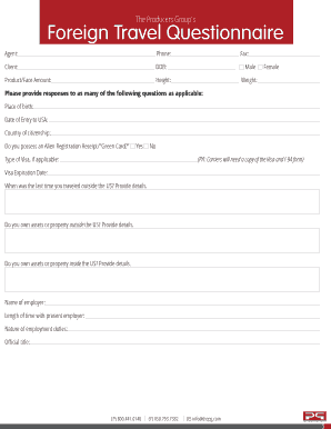 Fillable Online Foreign Travel Questionnaire - thepgcom Fax Email Print ...