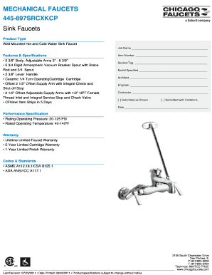 Fillable Online MECHANICAL FAUCETS 445-897SRCXKCP Sink ... - Kully ...