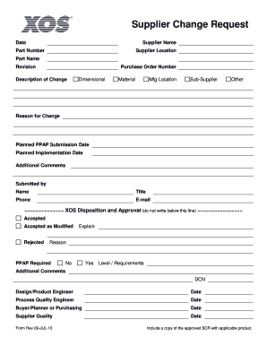 Fillable Online Supplier Change Request - XOS Fax Email Print - pdfFiller