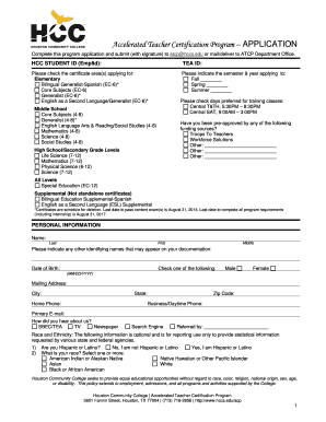 Fillable Online hccs Accelerated Teacher Certification bProgramb bAPPLICATIONb Fax Email Print ...