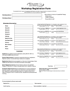 Fillable Online Workshop Registration Form - bdenversolutionsbbcomb Fax ...