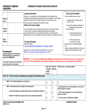 Fillable Online Citizenship by Descent Visa Checklist - VFS Global Fax ...