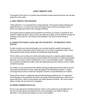 Fillable Online ASSET PROTECTIO Fax Email Print - pdfFiller