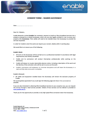 Fillable Online CONSENT FORM SHARED ACCESSWAY - bEnableb Fax Email ...