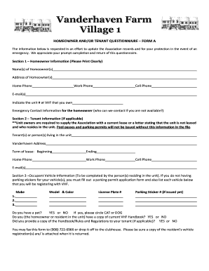 Fillable Online HOMEOWNER ANDOR TENANT QUESTIONNAIRE FORM A Fax Email ...