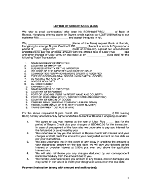 Fillable Online bankofbaroda LETTER OF UNDERTAKING LOU Fax Email Print ...