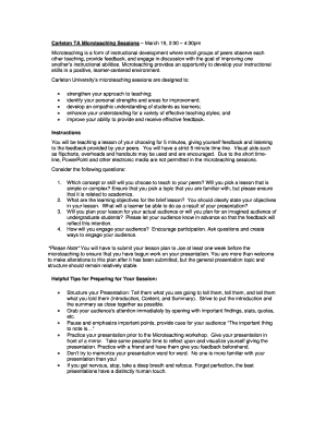 Fillable Online edc carleton Microteaching is a form of instructional ...